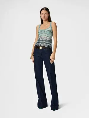 Missoni Sleeveless Chevron Sequin Viscose Top - Turquoise