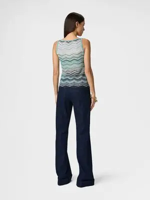 Missoni Sleeveless Chevron Sequin Viscose Top - Turquoise