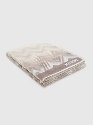 Missoni Marea Beach Towel In 100% Cotton 180x100 Cm With Zig Zag Pattern - Beige