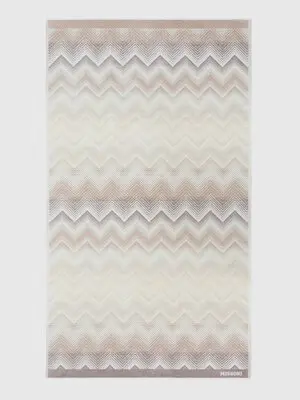 Missoni Marea Beach Towel In 100% Cotton 180x100 Cm With Zig Zag Pattern - Beige