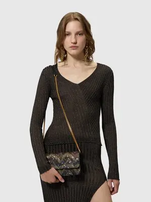 Missoni Leather And Canvas Wallet On Chain