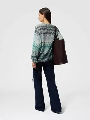 Missoni Chevron Lamé Viscose Blouse With Sequins - Turquoise