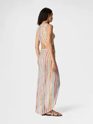 Missoni Crop Top In Lamé Viscose With Micro Zigzag Pattern