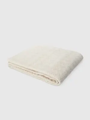 Missoni Chalk 150x100 Cm Beach Towel In Zigzag Cotton Terry Cloth - Brown