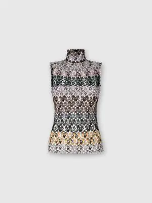 Missoni Neck Top In Striped Embroidered Lace - Multicoloured