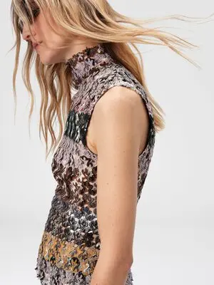 Missoni Neck Top In Striped Embroidered Lace