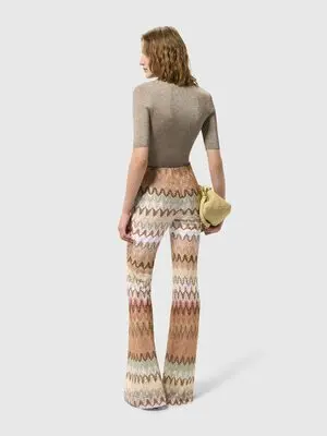 Missoni Zig Zag Motif Flare Trousers In Viscose-blend Lam