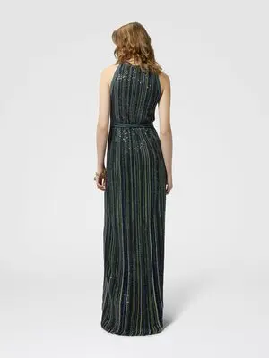 Missoni Long Striped Knit Dress With Sequins