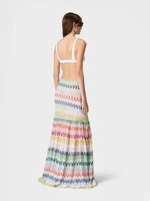 Missoni Long Ruffle Lace Motif Skirt - Multicoloured