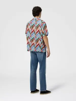Missoni Bowling Shirt In Pure Viscose With Zig Zag Motif