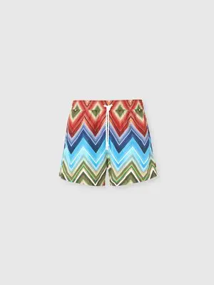 Missoni Length Swim Shorts With Macro Zigzag Print - Multicoloured