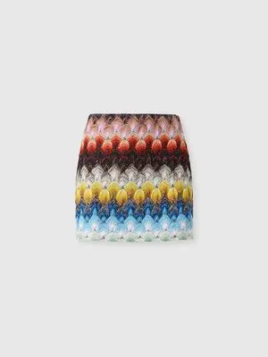 Missoni Mini Skirt In Viscose Lamé Lace Motif - Multicoloured