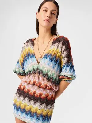 Missoni Mini Skirt In Viscose Lamé Lace Motif