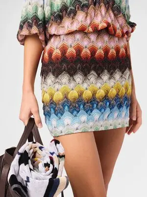 Missoni Mini Skirt In Viscose Lamé Lace Motif