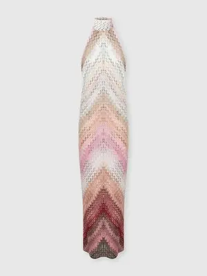 Missoni Neck Dress With Staggered Zigzag Pattern - Pink