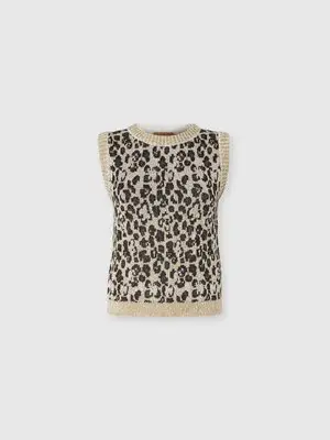 Missoni Jacquard Knit Crewneck Top Beige
