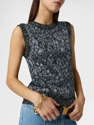 Missoni Jacquard Knit Crewneck Top - Blue