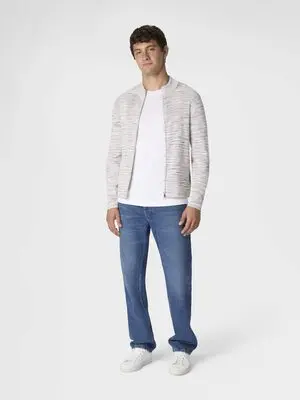 Missoni Ribbed Cotton Cardigan With Mock Neck And Flamed Texture