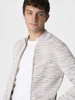 Missoni Ribbed Cotton Cardigan With Mock Neck And Flamed Texture