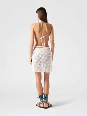 Missoni Mini Pareo Skirt In Lamé Viscose With Raschel Workmanship - White
