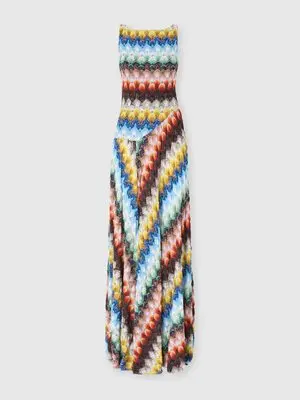 Missoni Long Dress In Lamé Viscose With Lace Motif - Multicoloured
