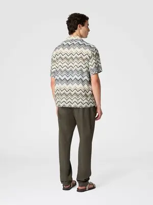 Missoni Bowling Shirt In Viscose With Dashed Zigzag Print