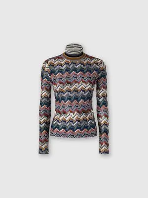 Missoni Neck Sweater In Embroidered Lace - Multicoloured