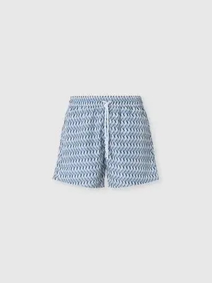 Missoni Swim Shorts With Micro Zig Zag Motif - Light Blue