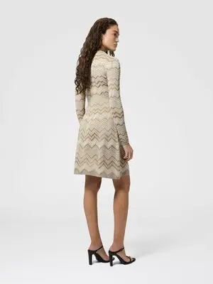 Missoni Zig Zag Viscose And Wool Crewneck Dress