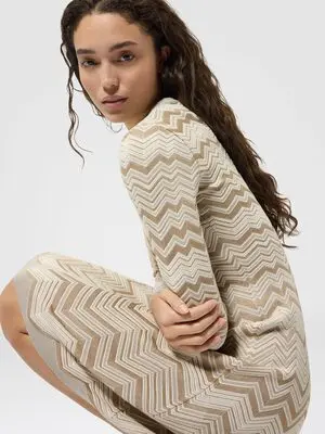 Missoni Zig Zag Viscose And Wool Crewneck Dress