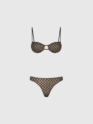 Missoni Balconette Bikini In Lamé Viscose With Spiderweb Motif - Brown