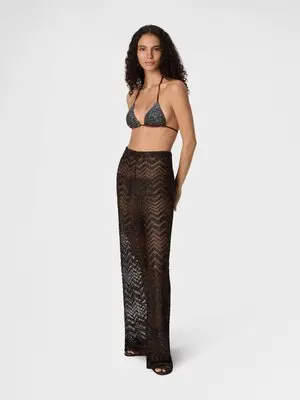 Missoni Wide Fishnet Trousers With Zigzag Pattern And Sequins