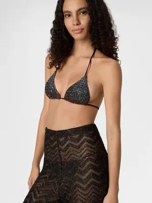 Missoni Wide Fishnet Trousers With Zigzag Pattern And Sequins