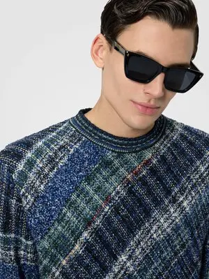 Missoni Macro-check Wool-blend Pullover - Dark Blue