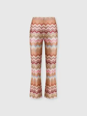 Missoni Pattern Chevron Viscose Flared Trousers - Pink,rust