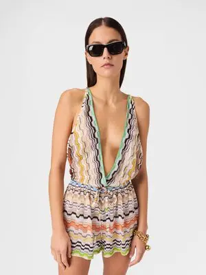Missoni Short Jumpsuit In Viscose With Greek Motif - Multicoloured