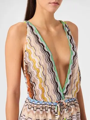 Missoni Short Jumpsuit In Viscose With Greek Motif - Multicoloured