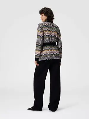 Missoni Relaxed Fit Cardigan With Belt And Chevron Pattern