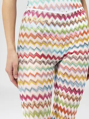 Missoni Flared Pants In Lamé Viscose With Micro Zigzag Pattern - White,multicoloured
