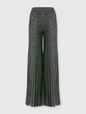 Missoni Ribbed Palazzo Trousers With Sequins - Green