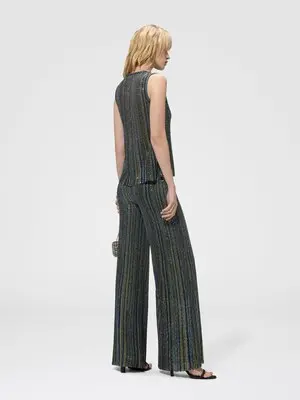Missoni Ribbed Palazzo Trousers With Sequins - Green