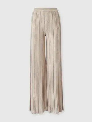 Missoni Ribbed Palazzo Trousers With Sequins - Pink