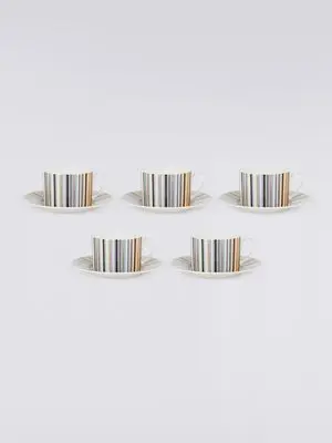 Missoni Stripes Jenkins Set Of 6 Tea Cups & Saucers - White