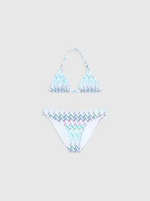 Missoni Bikini With Zig Zag Print And Logo - White