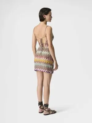 Missoni Up Dress In Lamé Viscose With Macro Zigzag Pattern
