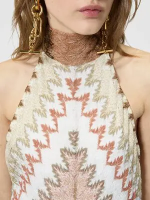 Missoni Long Halterneck Zig Zag Lace Dress
