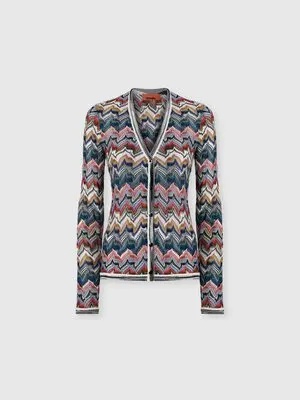 Missoni Neck Cardigan In Embroidered Lace - Multicoloured