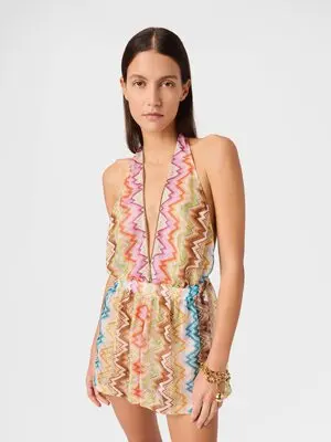 Missoni Short Jumpsuit With Printed Motif And Contrast Trims