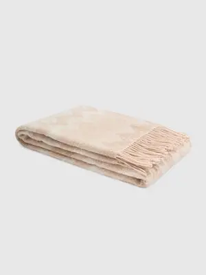 Missoni Plaid Gessetti 130x190 Cm In Wool Blend Zig Zag - Beige