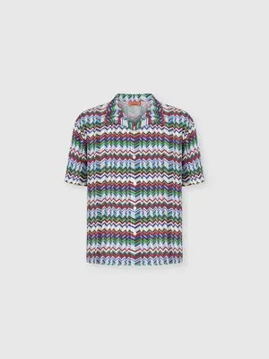 Missoni Bowling Shirt In Viscose With Irregular Zigzag Print - Multicoloured